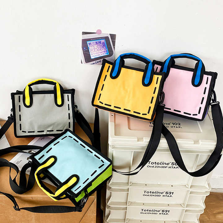 New Style Customized 3D 2D Carton Bag Reusable Shopping Cute Canvas ...