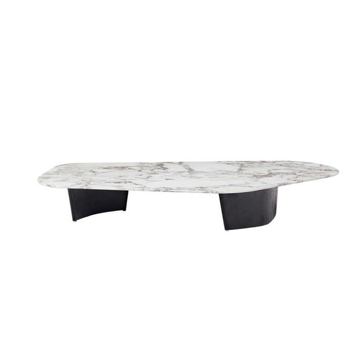 Modern Irregular Shape White Marble Top Coffee Table