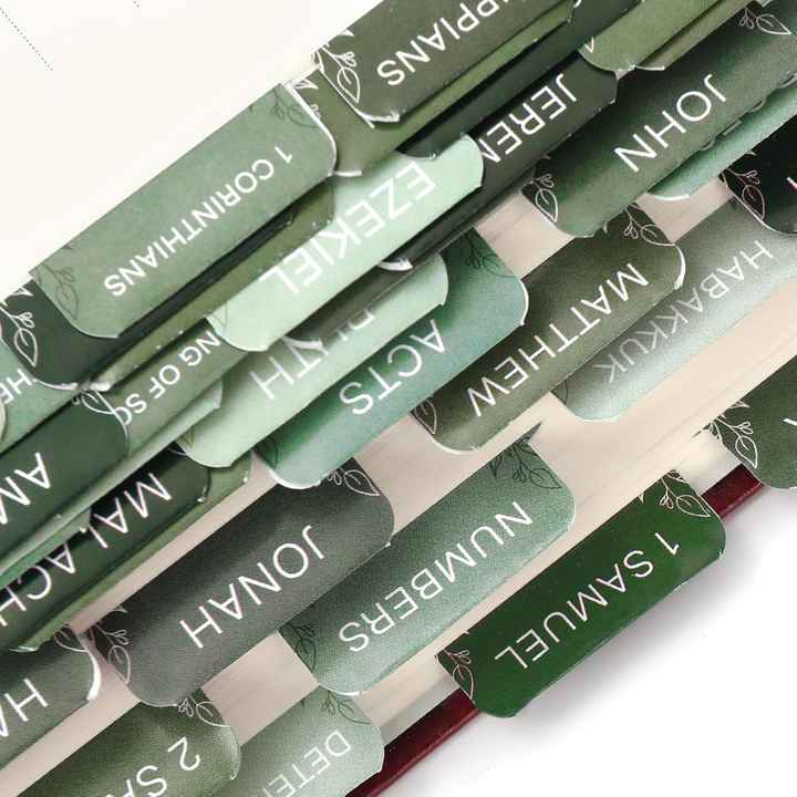 75Pcs Laminated Bible Tabs Greenery Index Tabs Green Leaves Large Print ...