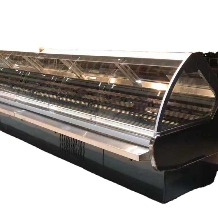 Commercial Butcher Showcase - Sliding Curved Glass Display