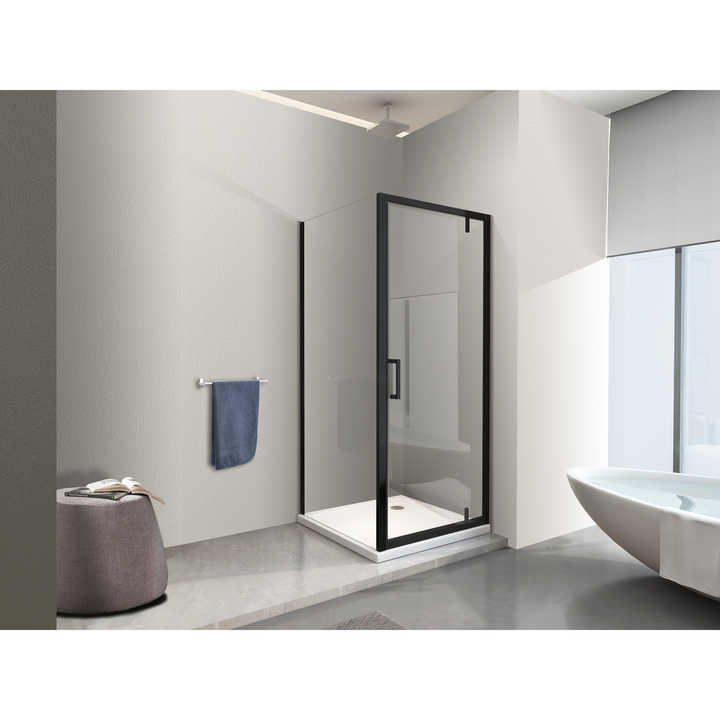 Italy New Shower Cubicles Matte Black 8Mm H200 Asymmetric Pins Glass ...