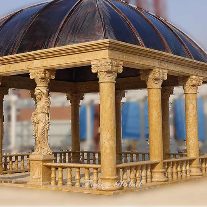 Square Greek Marble Garden Gazebo Large Outdoor With Corridor| Alibaba.com