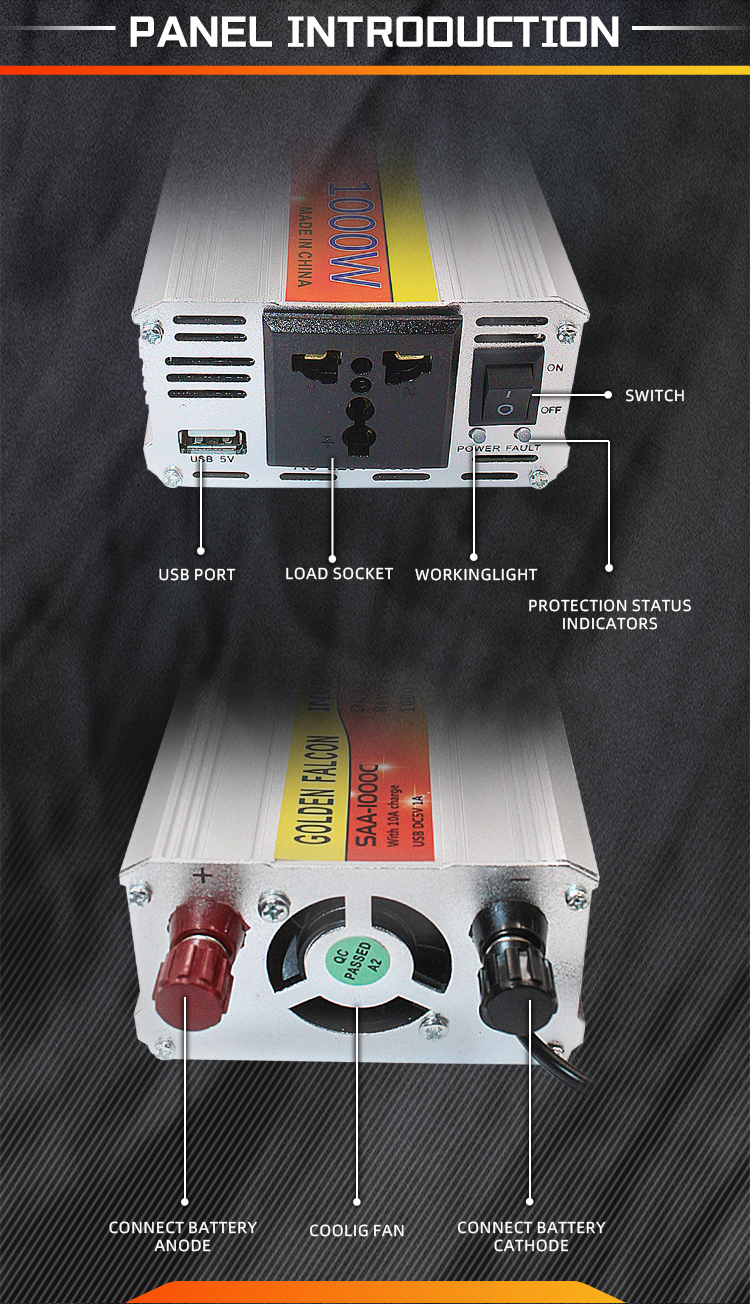 Power Inverter & Charger SAA-1000C 650W 12VDC To 220VAC & USB 5V ...