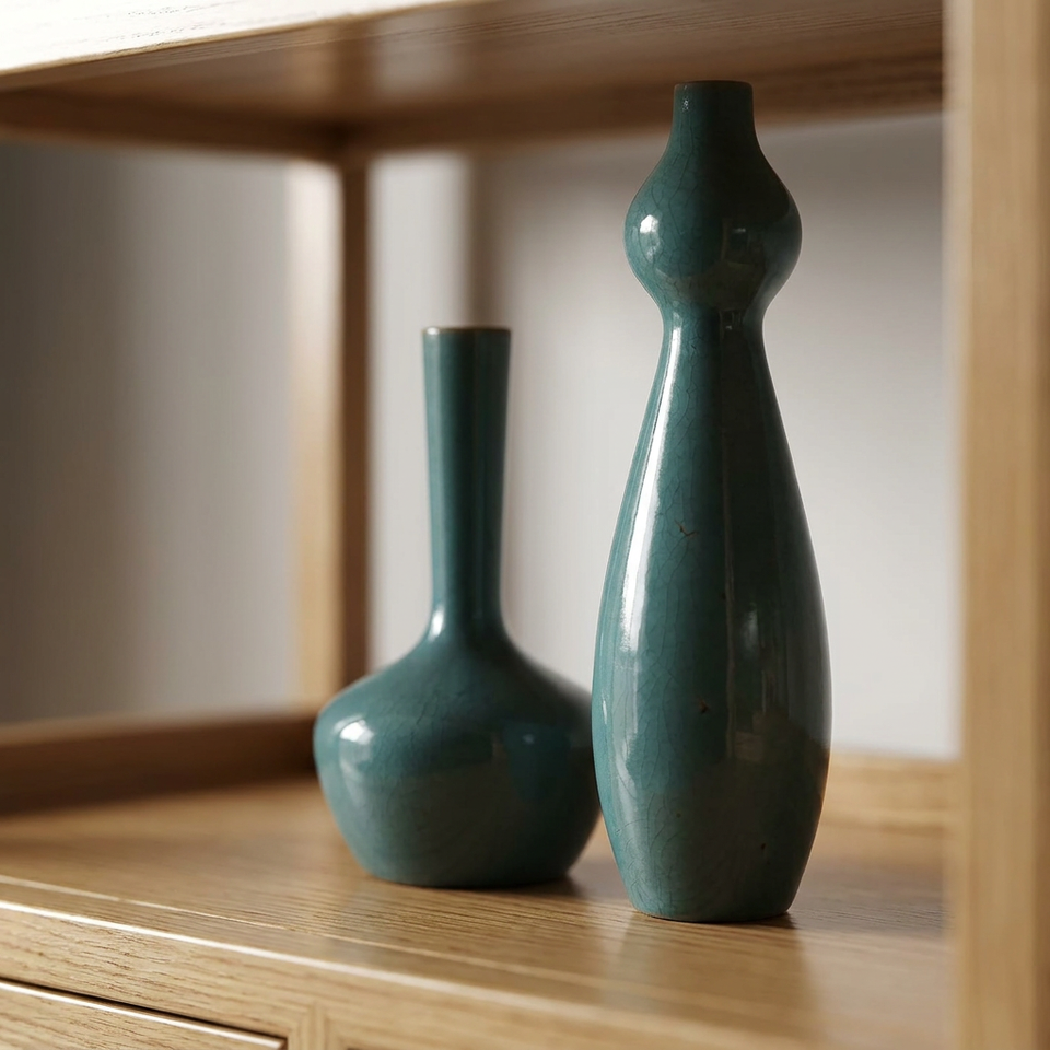 Contemporary Minimalist Wood Room Divider Storage Cabinet with Double ...