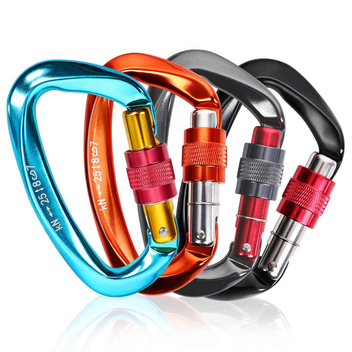 Heavy Duty 25KN Screw Locking D Shape Rock Climbing Clips Aluminum ...
