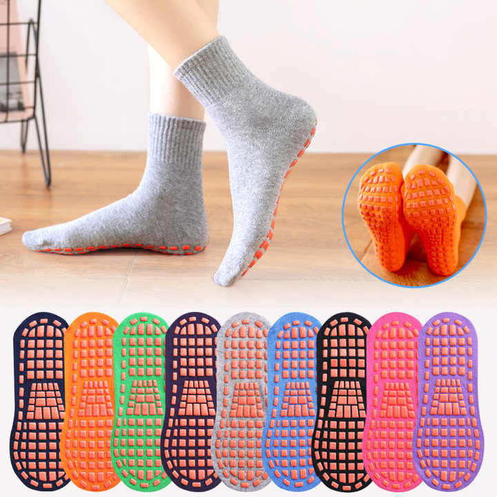 Wholesale Non-Slip Yoga Pilates Socks for Adults Mid-Leg Trampoline ...