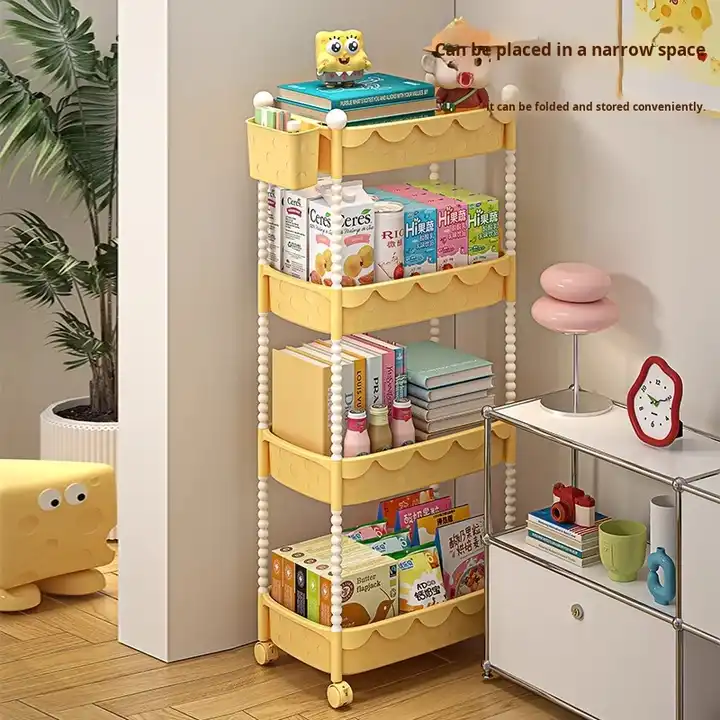 Modern Plastic Trolley Storage Rack Floor-standing Kitchen Organizer ...