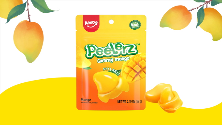 Amos Gummy Peelable Mango Sweet Halal Real Fruit Juice Peeling Mango ...