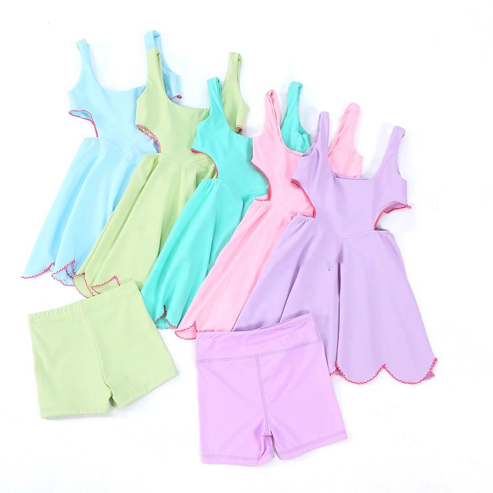 Macaron Color Palette Logo Surprise Box Girls Summer Yoga Tennsi Dress ...