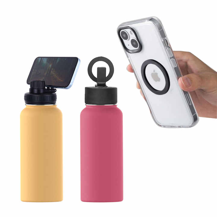 Insulated Water Bottle for Phone with Magnetic Phone Mount Stainless ...