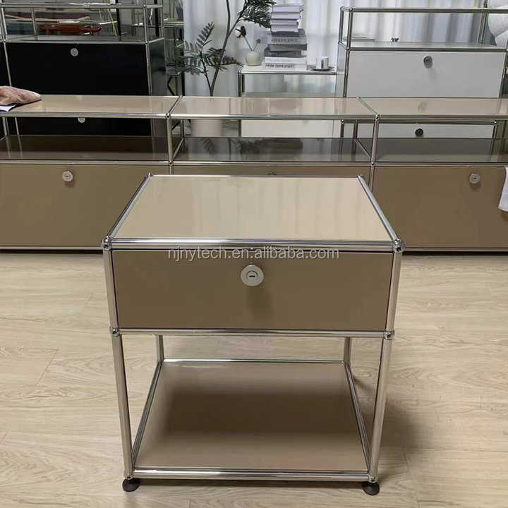 Stainless Steel Night Stand Bed Sideboard Bedside Table Modern Simple ...