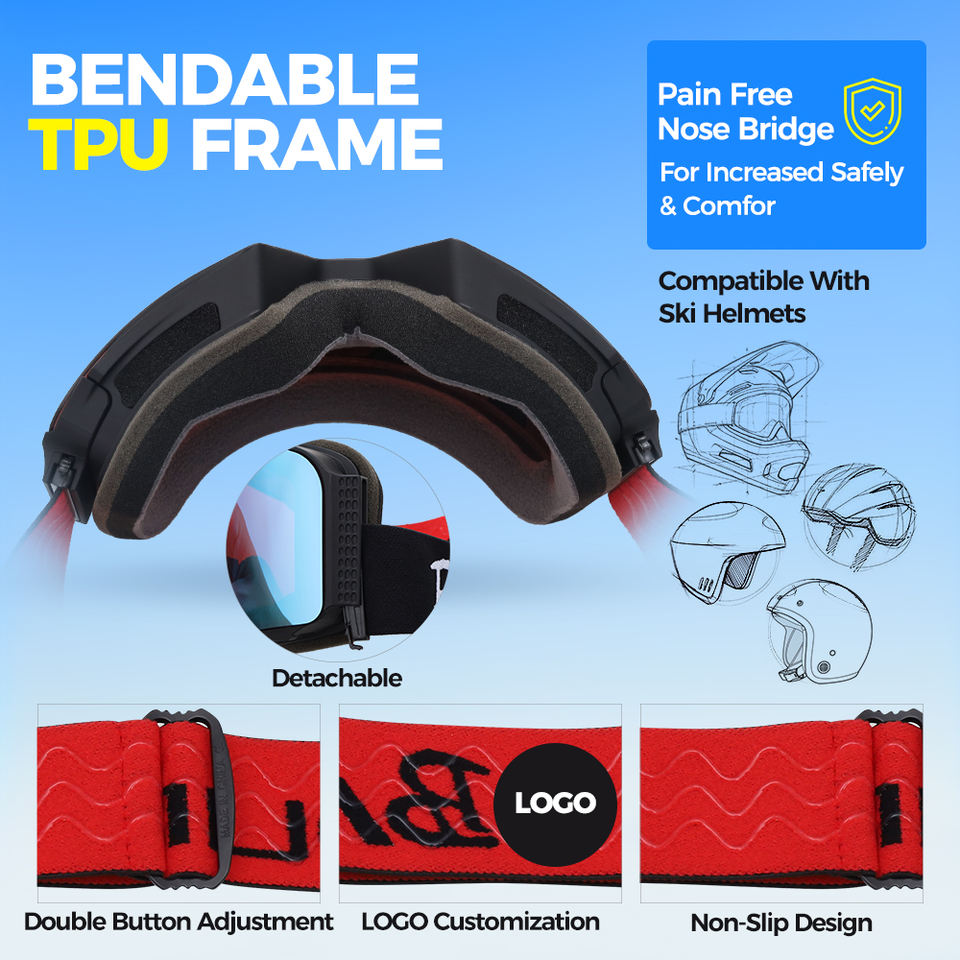 Ski Goggles Half Frame Minimal Obstruction Snowboard UV Protection ...