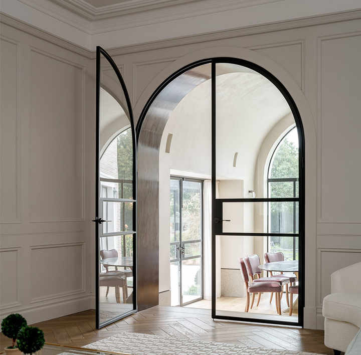 Custom Curved Internal Black Arch Glass Door - Luxury & Durability