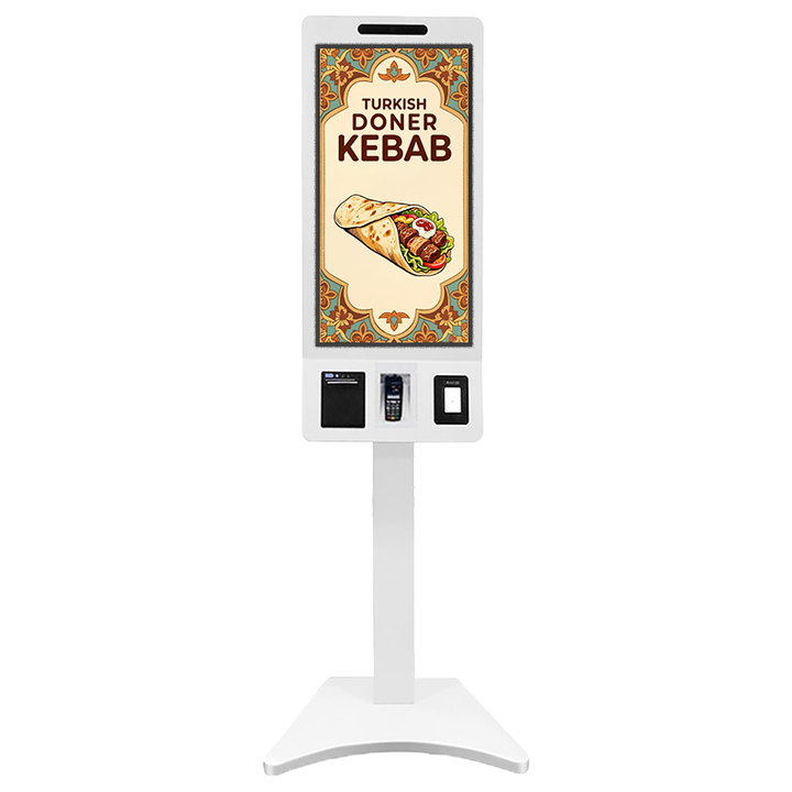 Checkout NFC RFID QR Scanner Module 32-Inch Self-Service Food LCD Order Kiosk Totem Floor ...