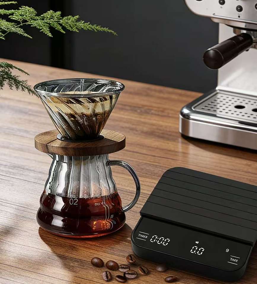 Professional Hand Pour-Over Coffee Scale Battery-Powered Tempered Glass ...