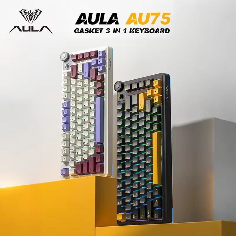 Aula AU75 Wireless Gaming Mechanical Keyboards Tri-Mode 2.4G/BT/Wired ...