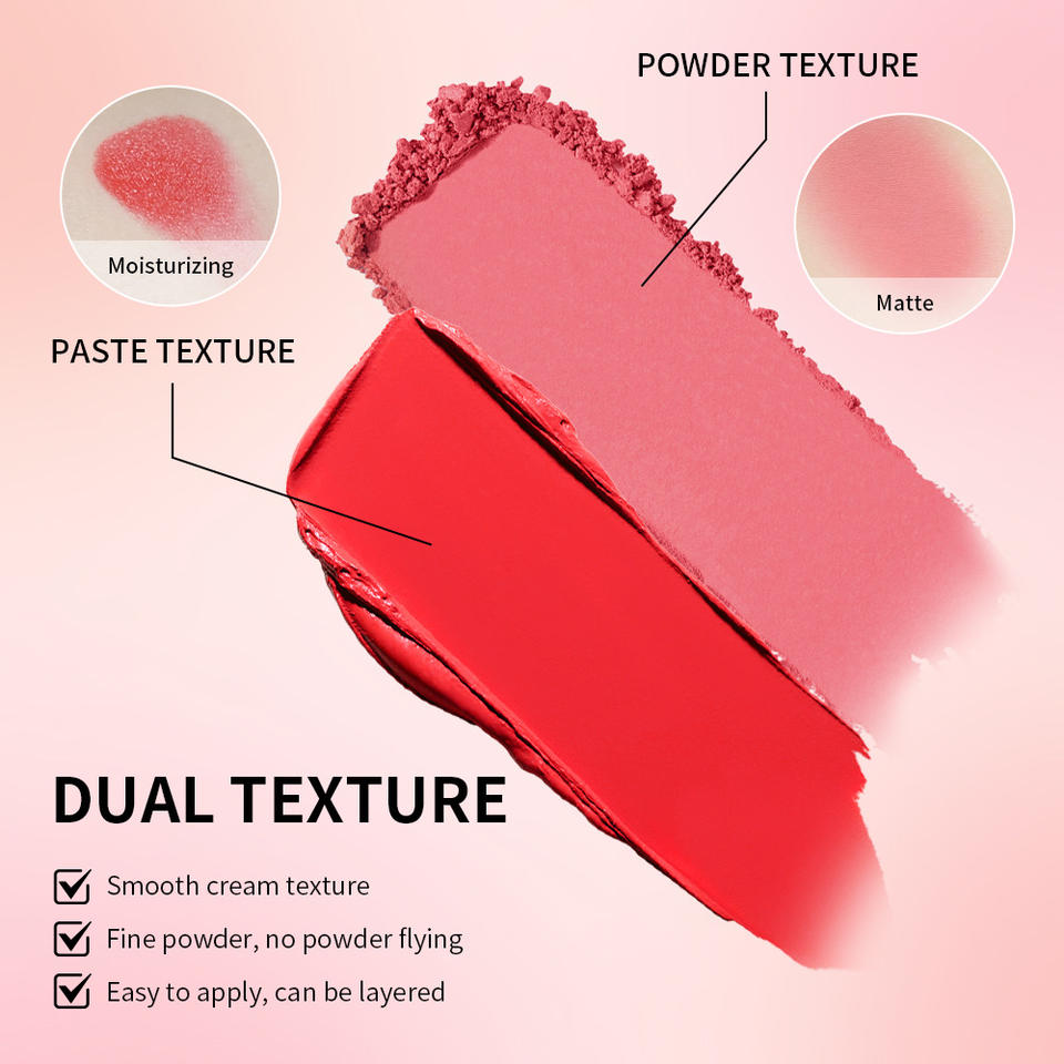 2025 Pink Two-color High Pigment Powder and Cream Blush Your Logo Face ...