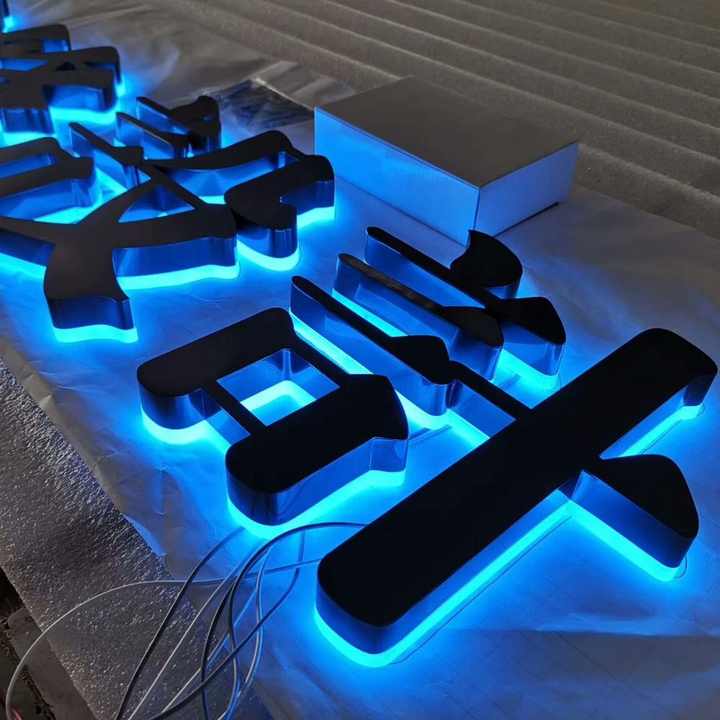 Stainless Steel 3D Backlit LED Outdoor Metal Sign - OEM | Wholesale
