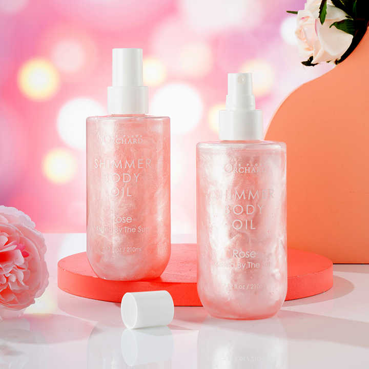 Custom Logo 210ml Luxury Shimmer Body Oil Hydrating Rose Glow Body ...