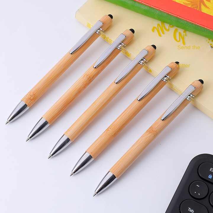 Promotional Active for Stylus Pen Blue Ink Ballpoint Pen Natural Bamboo Body 1.0mm Writing Width ...