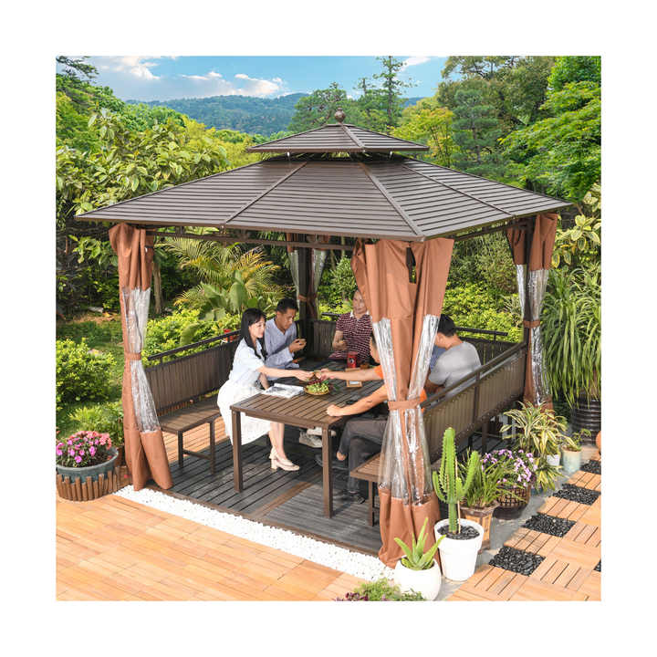 Pergola Waterproof Galvanized Steel Outdoor Gazebo Waterproof for ...