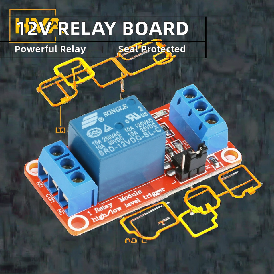 Sealed 12V 1-Channel Relay Module Board Shield with Optocoupler High ...