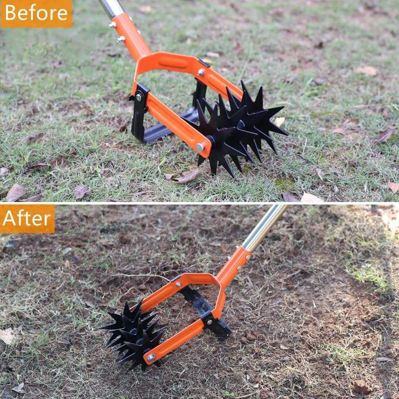 VODA Hand Rotary Cultivator Tool Adjustable Garden Hand Tiller Lawn ...