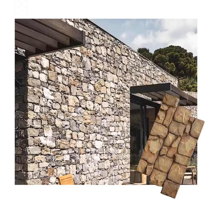 PU Stone 3D Wall Panel Faux Castle Anti-Static Moisture-Resistant PVC Interior Classic Fireproof ...