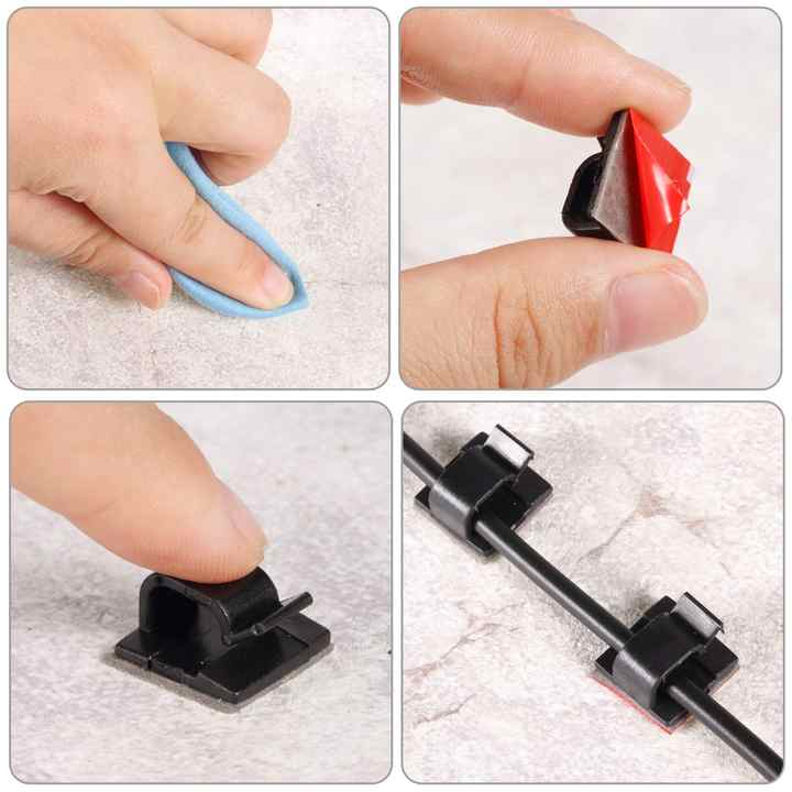 Self-adhesive Cable Cord Organizer Wire Tie Upgraded Wall Wire Clips ...