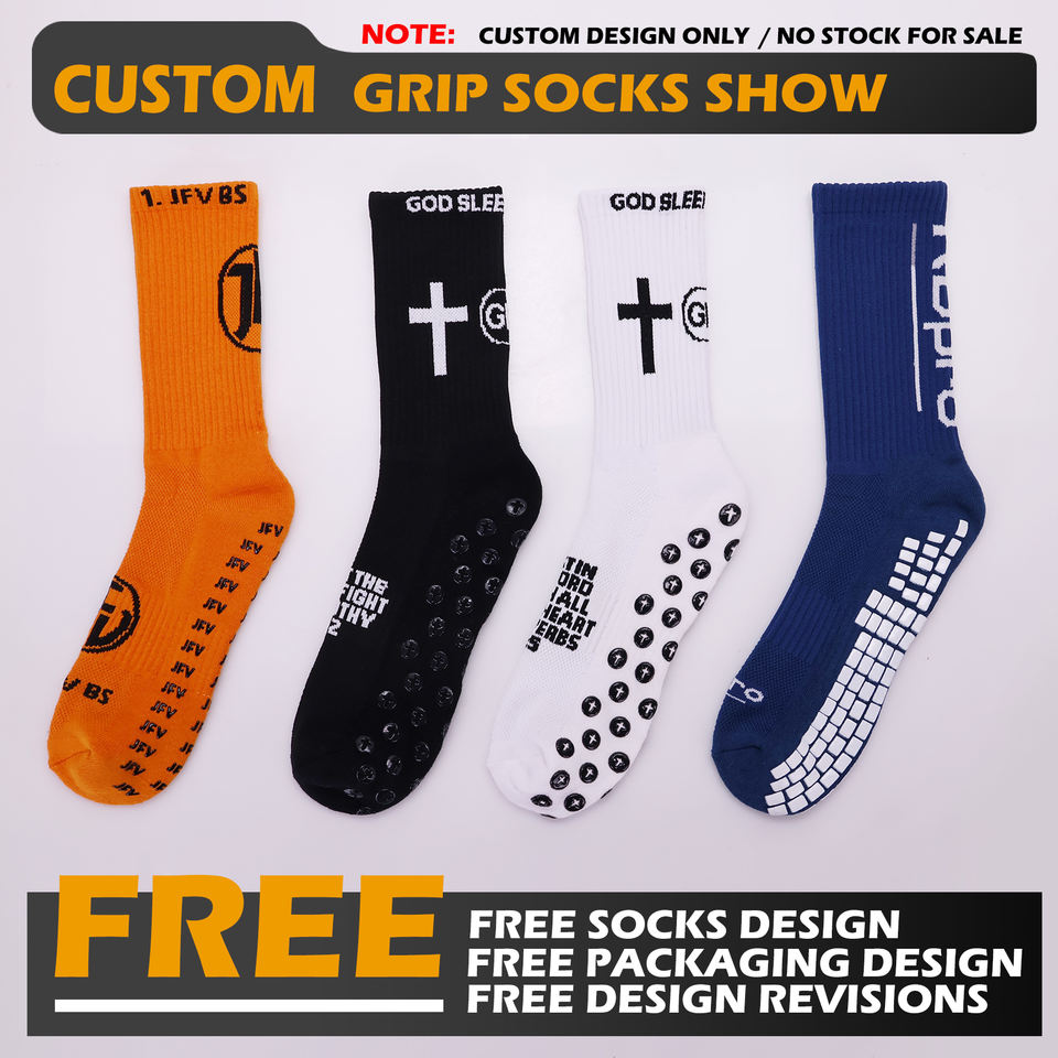 Custom Logo Anti Slip Grip Socks Breathable Sport Soccer Sox Customized ...