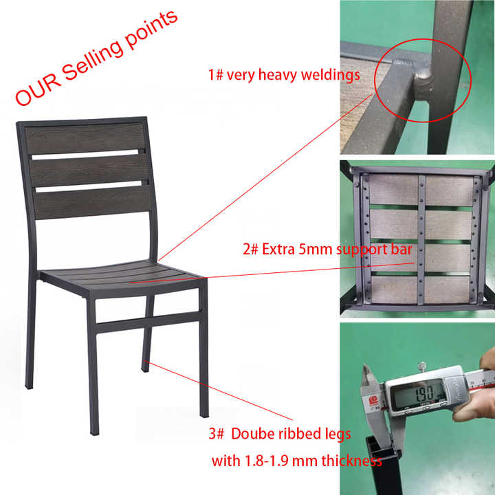 Stackable Teak Plastic Wood Chairs for Outdoor & Indoor