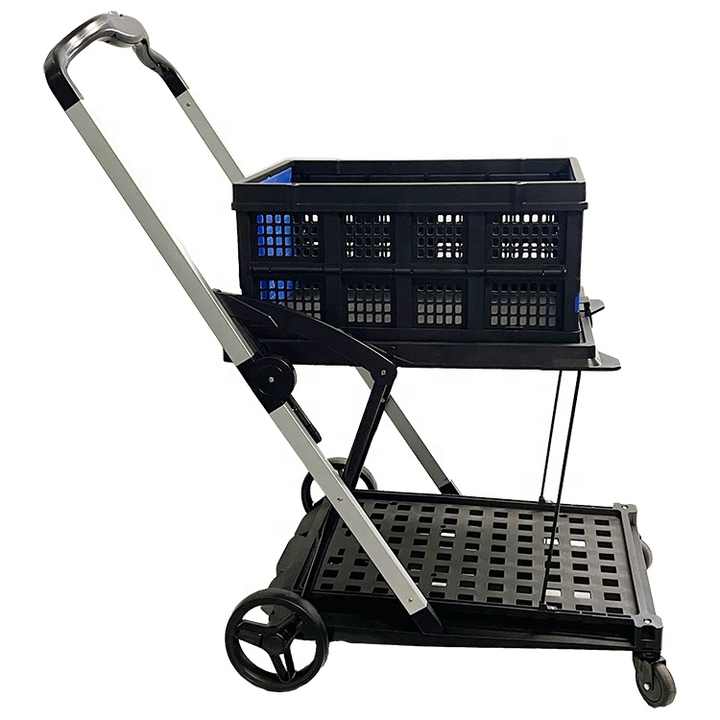 Utility Shopping Cart Aluminum Folding Trolley Collapsible Cart with ...