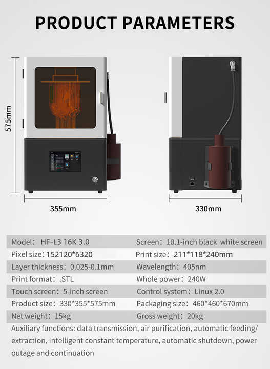 16K Big Printing Size 3D LCD Resin Printer - Industrial Use