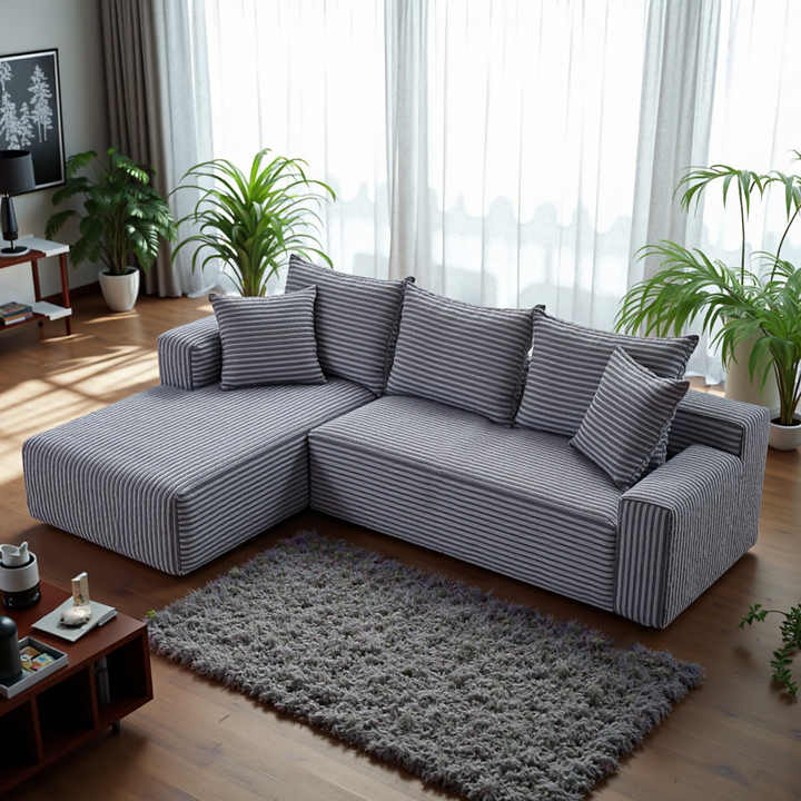 Minimalist Dark Gray Linen Convertible Cloud Couch for Small Spaces ...