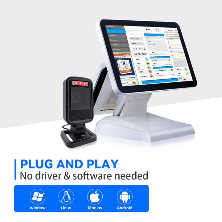 JR High-Performance 1D 2D USB Desktop Barcode Scanners Supermarket ...