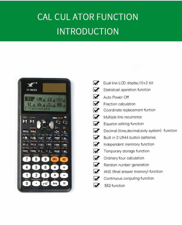 Tianyan TY-991EX Scientific Calculator with 552 Functions - OEM Available