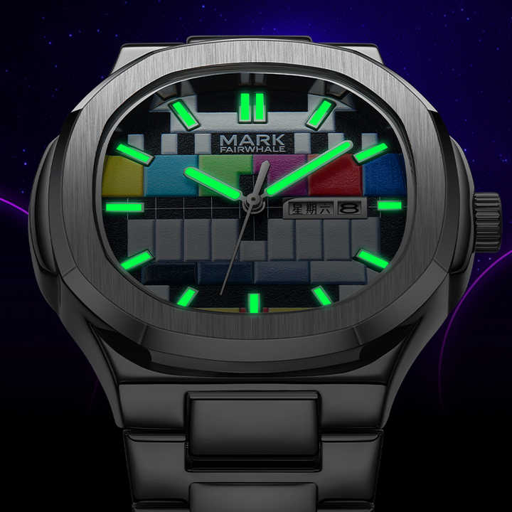 Mark Fairwhale Retro TV Dial Design Watch Men Stainless Steel