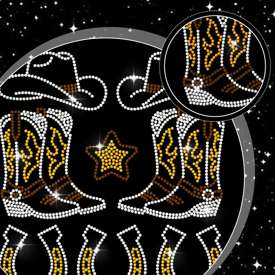 Western Cowboy Mix Hotfix Rhinestone Transfer Motif Shiny Easy Transfer ...