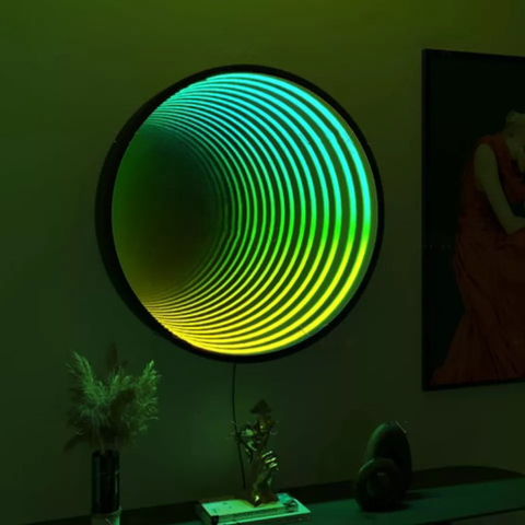 Mirror Tunnel Light LED Infinity Wall Mirror Frame with Multi Color ...