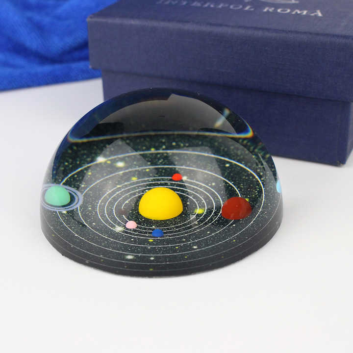 Galaxy 8 Planets Solar System Planet Crystal Paperweight