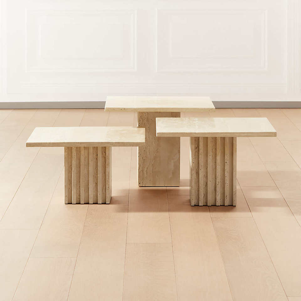 Modern Stone Furniture Fluted Marble Table Leg Design Rectangle Sabi ...