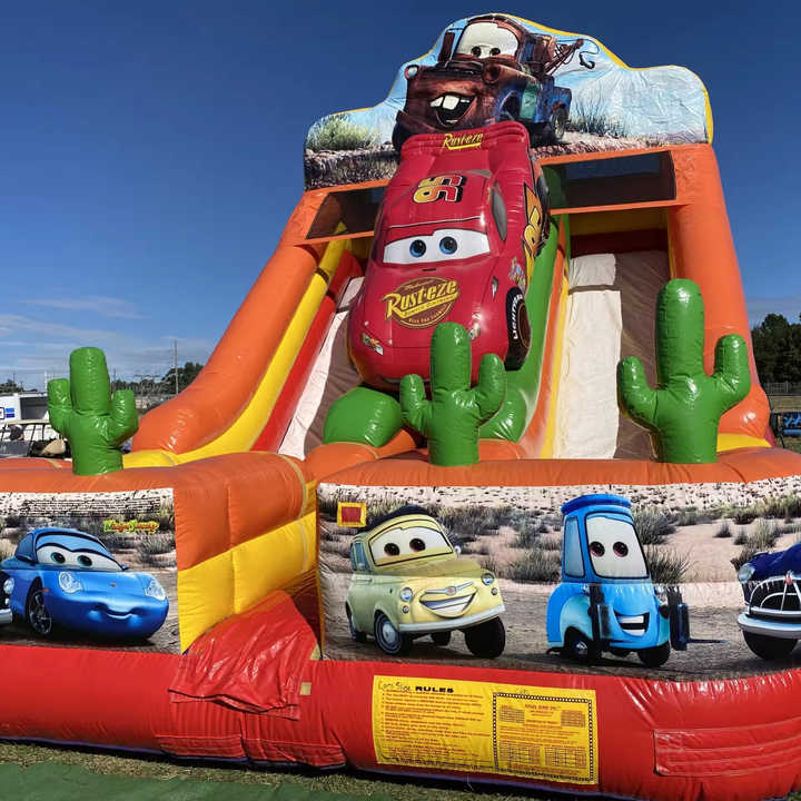 2025 New Design Double Slide Bus Castle Outdoor Inflatable PVC Bounce ...