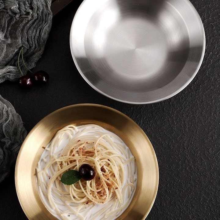 Stainless Steel Pasta Bowls Customized Plates Soup Salad Serving Tray ...