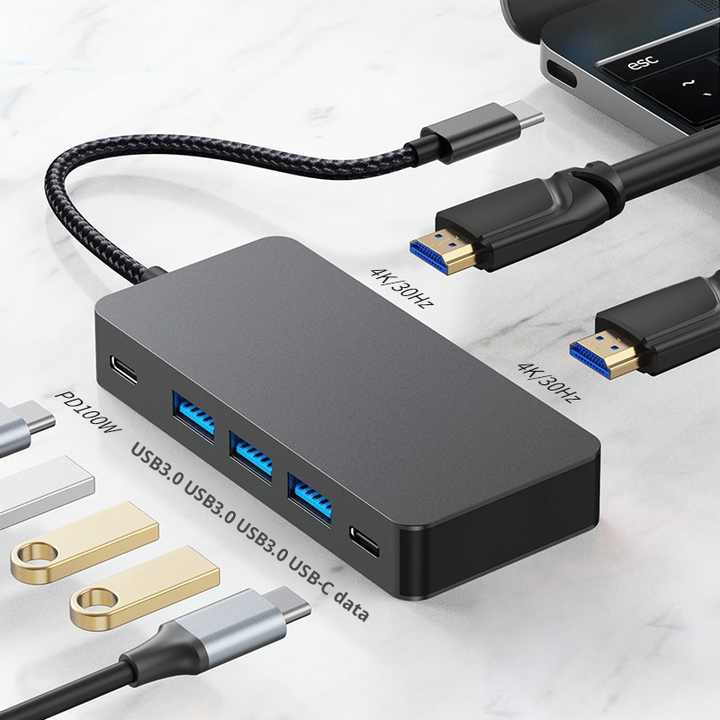 7-In-1 Docking Station Hub Usb 3.0 Multifunctional, Usbc, Pd100w, 2 ...