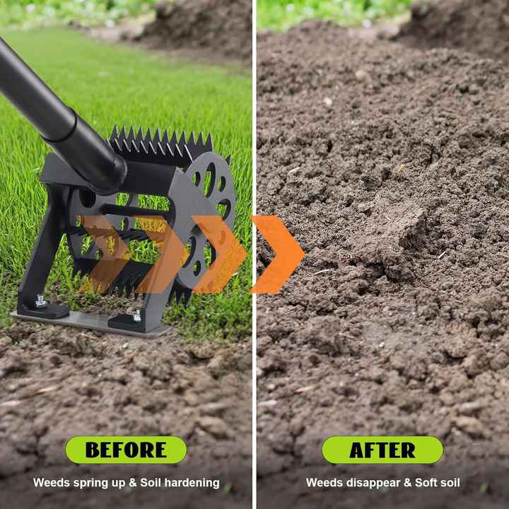 2-in-1 Garden Manual Tiller, Hand-held Wheeled Weeder, Hand-push Hoe ...