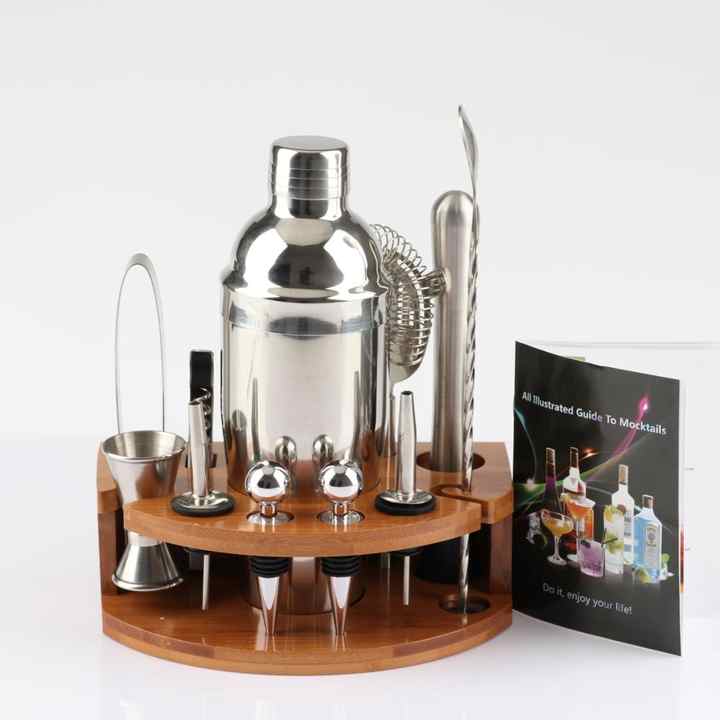 Premium Cocktail Shaker Bar Tools Set - Brushed Stainless Steel