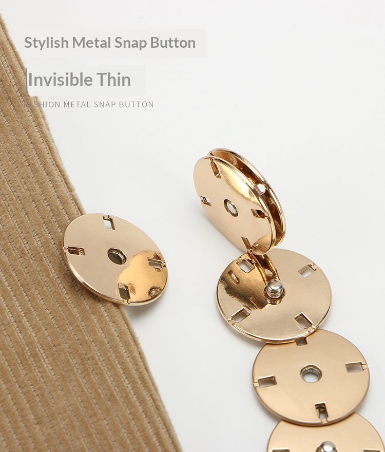 Metal Hand Stitched Buttons Thin Snap Buttons Flat Invisible Concealed ...