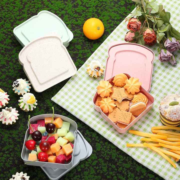 Toast Shape Plastic Lunch Box Sandwich Box BPA Free Food Storage Holder ...