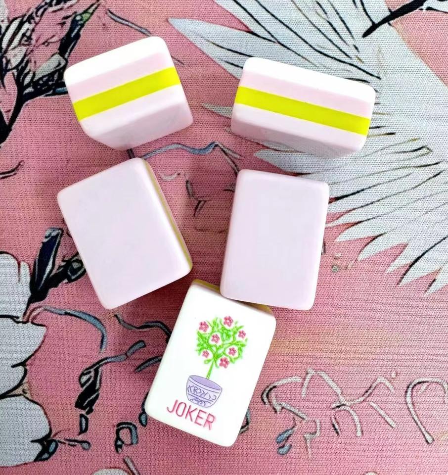 Pink Acrylic Mahjong Tiles Travel Camping Hand Rub Mahjong Game with ...