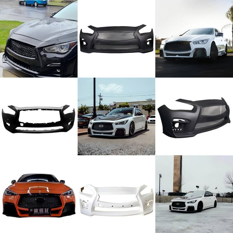 For Q50 V37 Bumper Grille AIMGAIN Front Bumper Carbon Fiber Front Lip ...